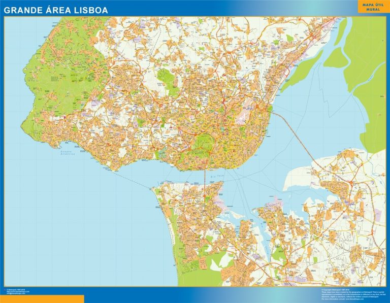 Mapa Lisboa Grande Area Portugal de parede | Mapas parede Portugal