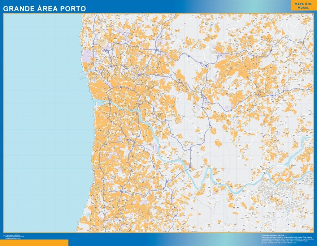 Mapa Porto Grande Area Portugal de parede | Mapas parede Portugal