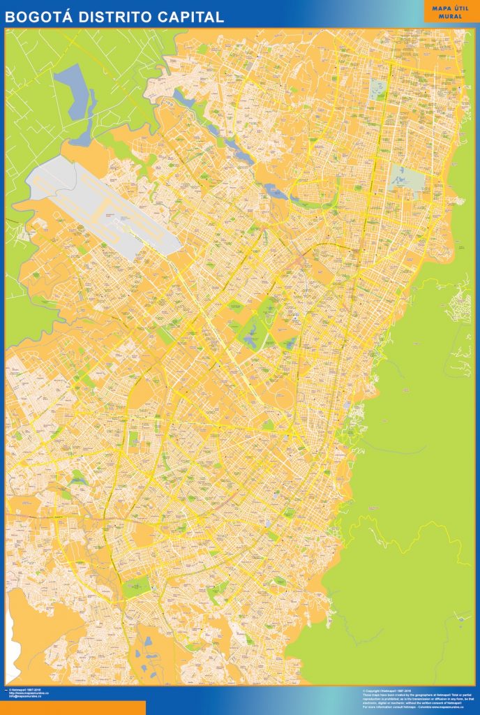 Mapa de Bogota Distrito Capital Colombia de parede | Mapas parede Portugal