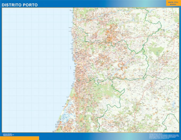 Mapa distrito Porto | Mapas parede Portugal